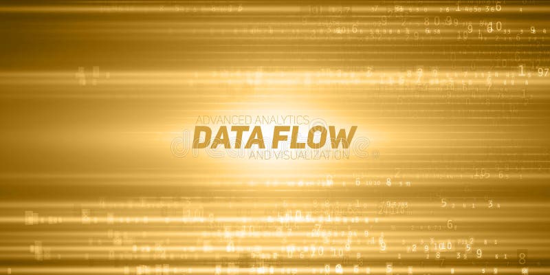 Vector Abstract Big Data Visualization Yellow Flow Of Data As Numbers Strings Information Code 8961