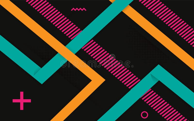 Vector Abstract Black Background Design. Modern Dynamical Colored Forms ...