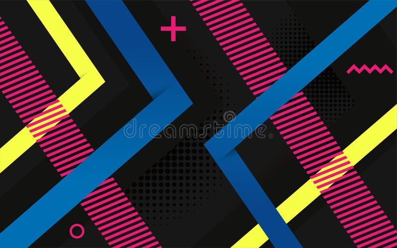 Vector Abstract Black Background Design. Modern Dynamical Colored Forms ...