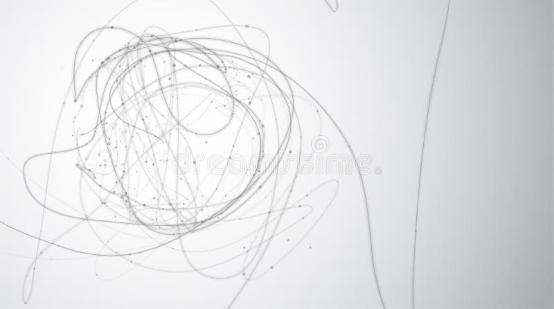 Vector Abstract Black Thread, with Dots and Shadows on White Background ...