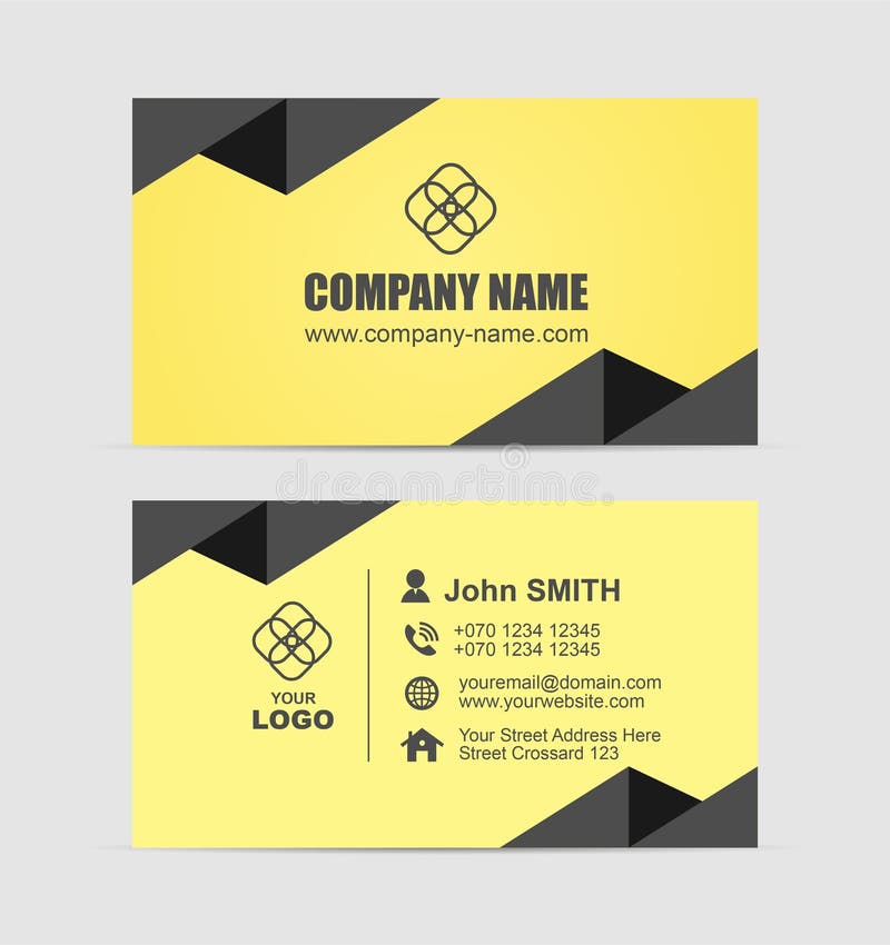 Abstract Black and Yellow Business Card Template Stock Vector ...