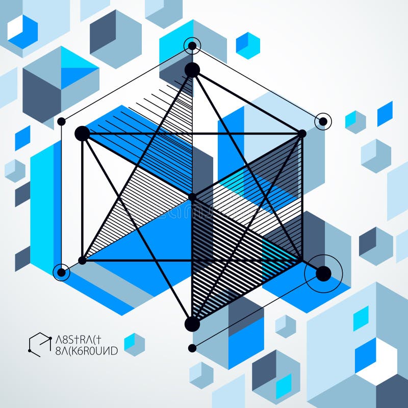 Vector Abstract Blue Background Created in Isometric Mesh Lines Stock ...