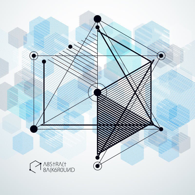 Vector Abstract Blue Background Created in Isometric Mesh Lines Style ...