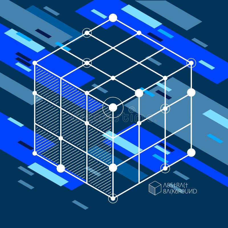 Vector Abstract Blue Black Background Created in Isometric Mesh Stock ...