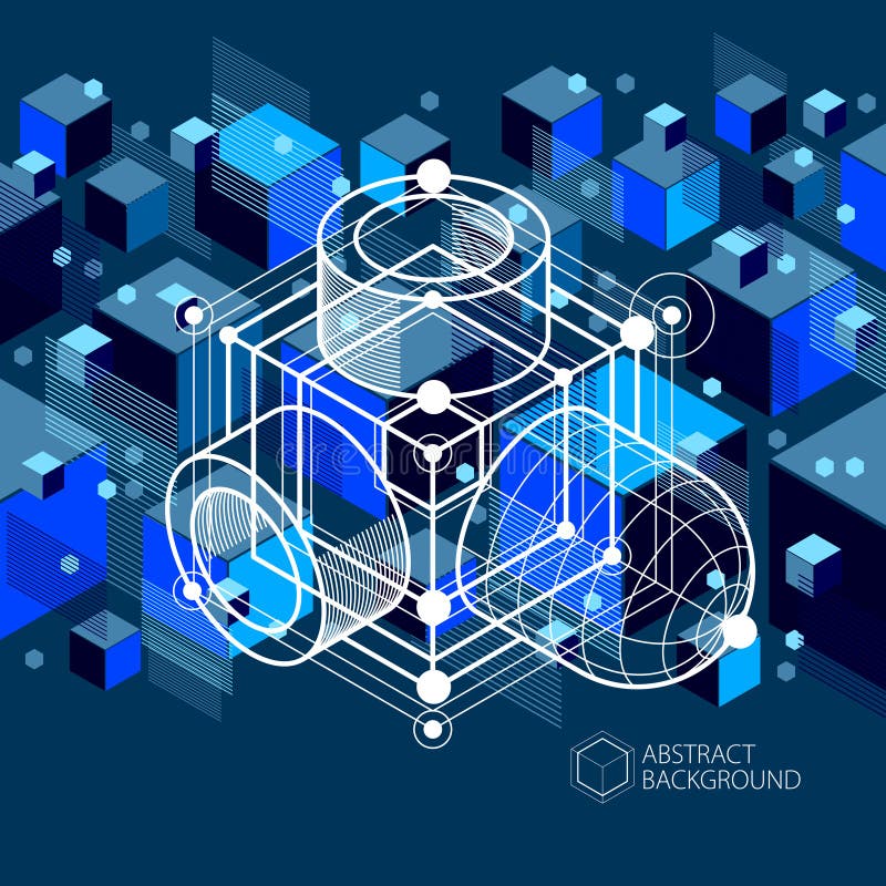 Vector Abstract Blue Black Background Created in Isometric Mesh Lines ...