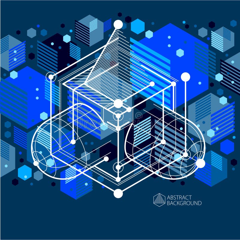 Vector Abstract Blue Black Background Created in Isometric Mesh Lines ...