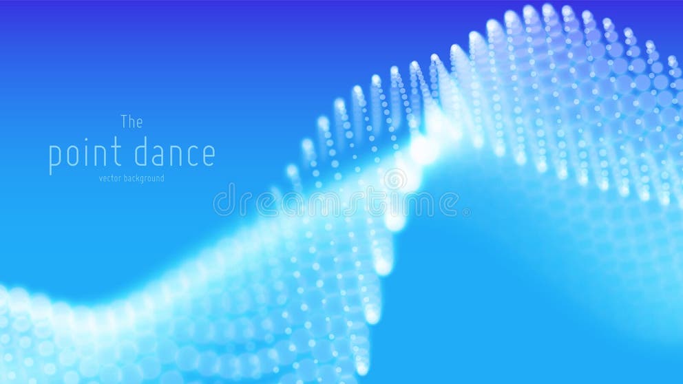 Vector Abstract Blue Particle Wave, Points Array, Shallow Depth of Field. Futuristic ...