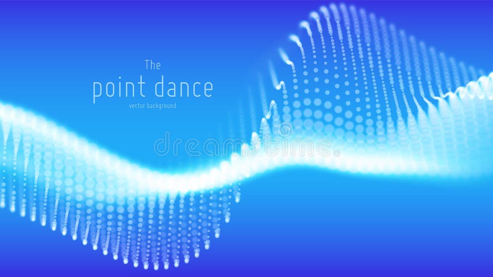 Vector Abstract Blue Particle Wave, Points Array, Shallow Depth of Field. Futuristic ...