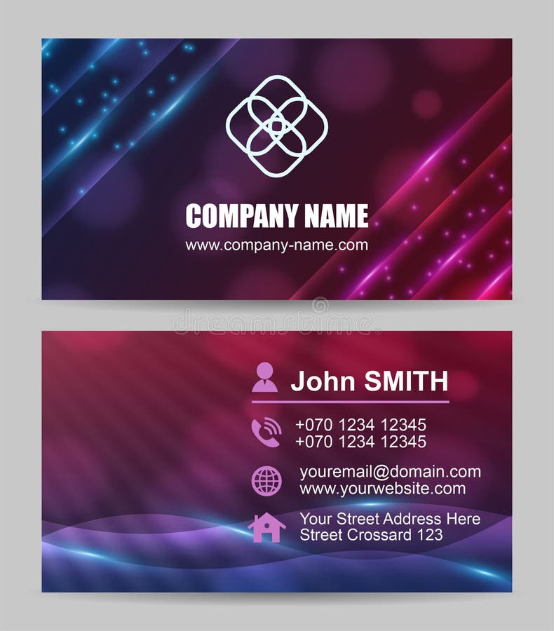 Abstract Blue and Purple Business Card with Abstract Logo Template ...