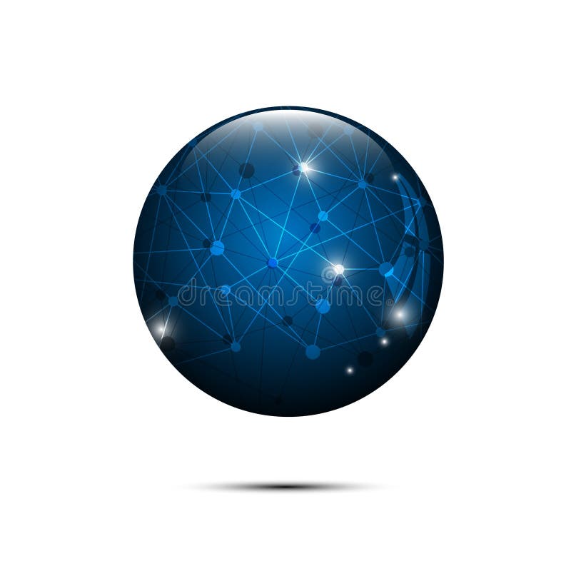 Vector Abstract Blue Sphere Polygonal Design Hi Tech Concept Stock ...