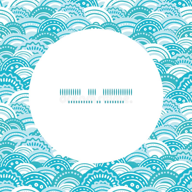 Vector Abstract Blue Waves Circle Frame Seamless Stock Vector ...