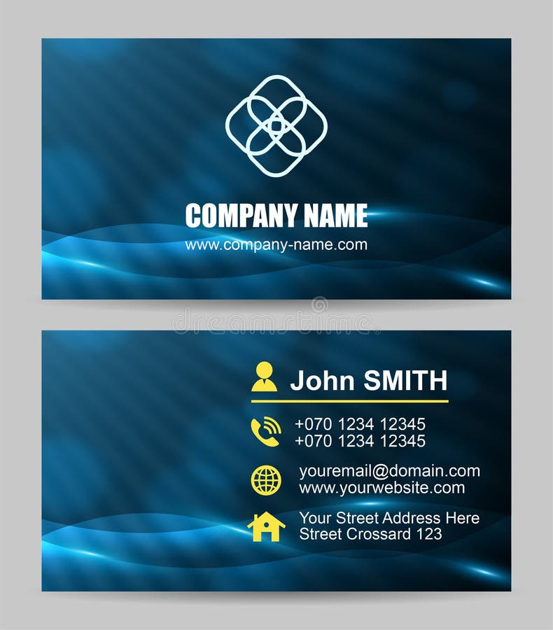 Abstract Blue and Yellow Business Card with Abstract Logo Template ...