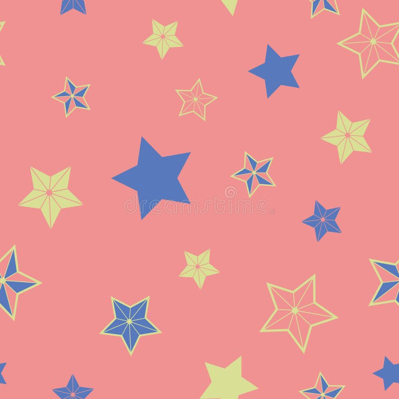 Vector Abstract Blue and Yellow Stars Repeating Pattern Background ...