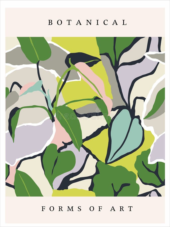 Vector Abstract Botanical Nature Inspired Illustration Art Print Stock ...