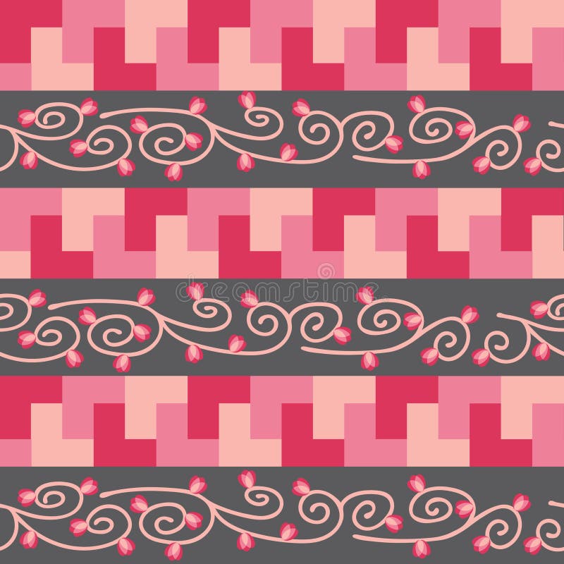 Vector Abstract Branches with Flowers Repeating Pattern Background ...