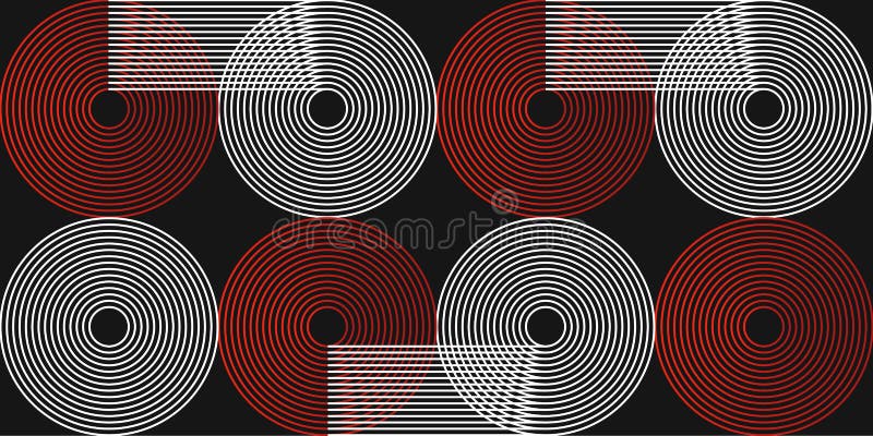 Vector Abstract Circles Lines Round Frame Colorful Isolated on Black ...
