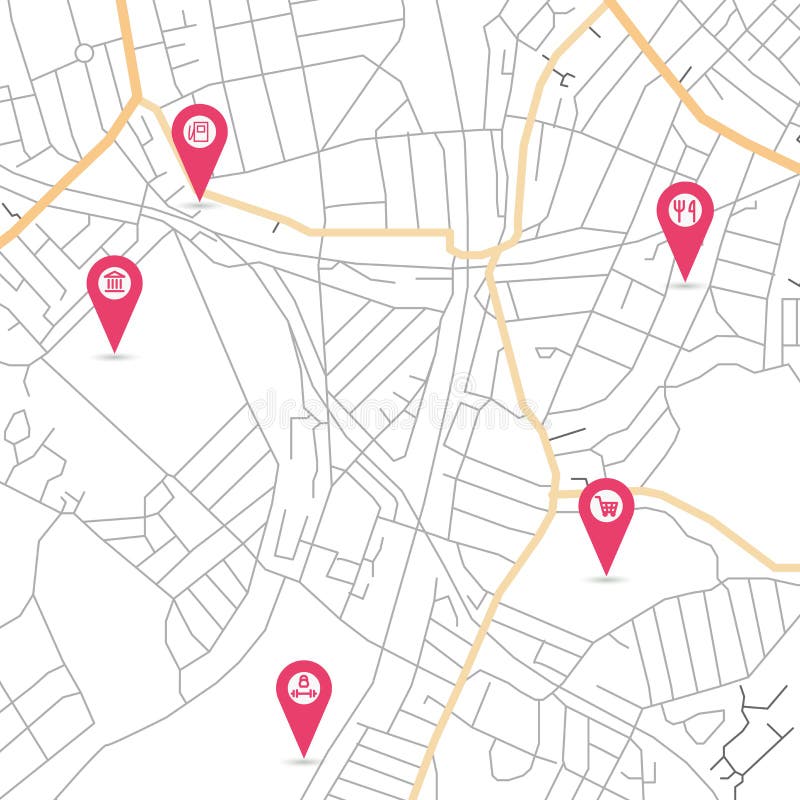 Vector Abstract City Map with Small Pointers Stock Vector ...