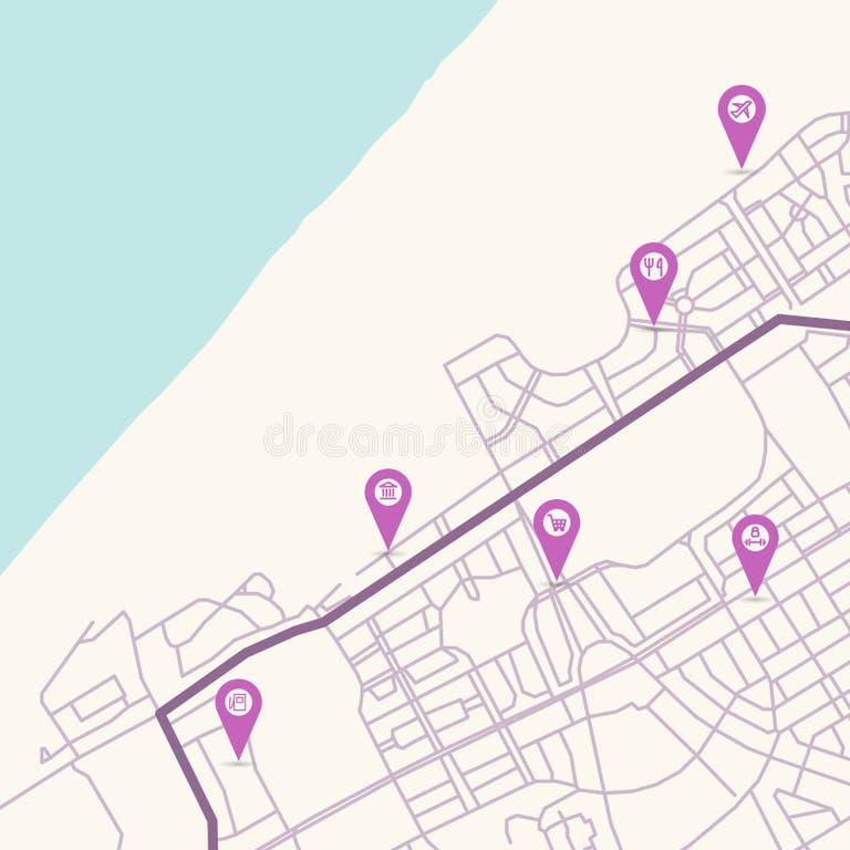 Vector Abstract City Map with Small Pointers Stock Vector ...