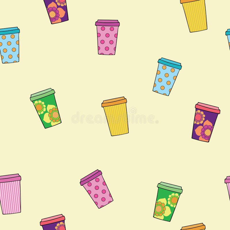 Vector Abstract Coffee Cups Repeating Pattern Background. Stock Vector ...