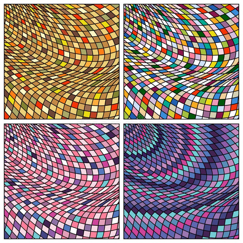 Vector Abstract Color Grid Patterns Set. Stock Vector - Illustration of ...