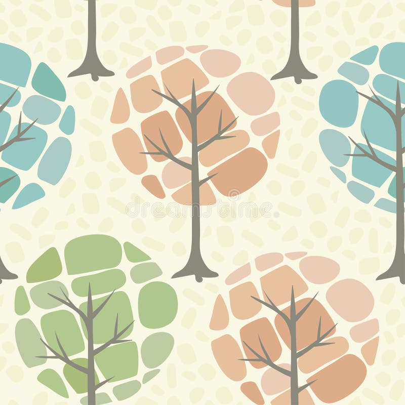 Vector Abstract Colored Trees Seamless Pattern Stock Illustration ...