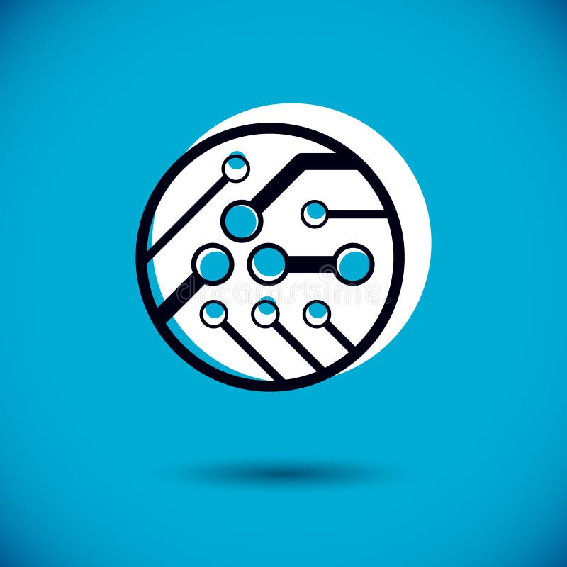 Vector Abstract Computer Circuit Board, Round Technology Element Stock ...