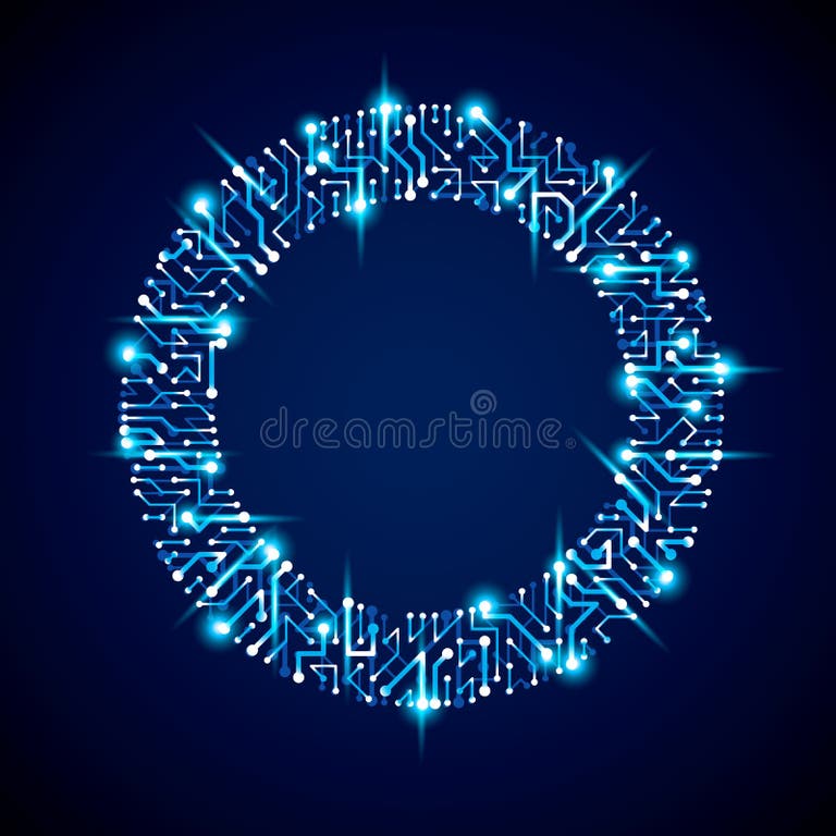 Vector Abstract Computer Glare Circuit Board, Blue Round Technology ...