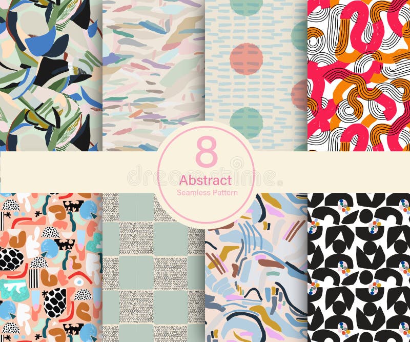 Vector Abstract Contemporary Shapes Theme Illustration 8 Kinds Repeat ...