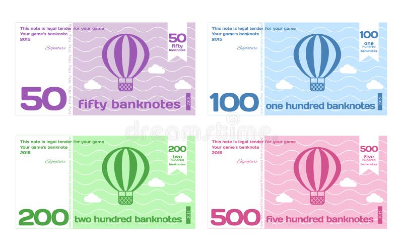 Vector Abstract Cute Color Banknote Templates Set Stock Vector ...