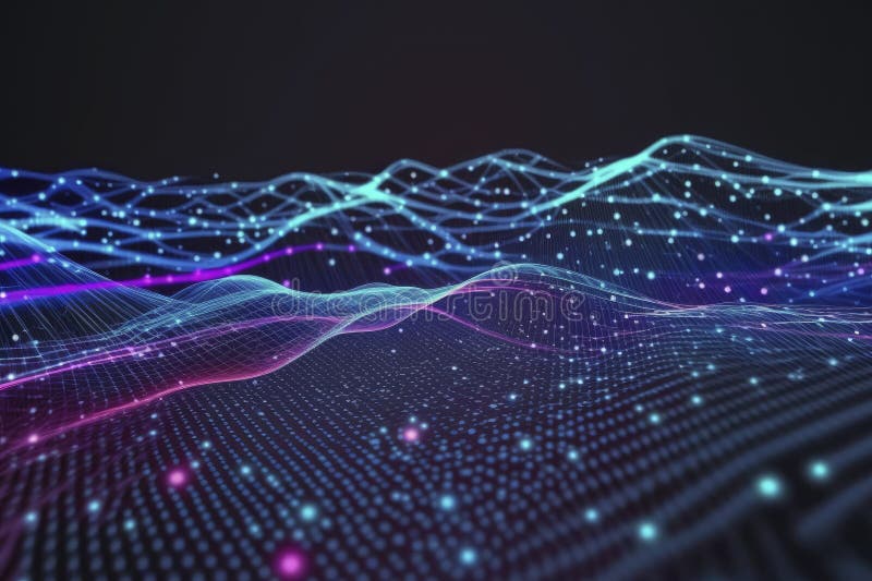 Vector Abstract 3D Big Data Visualisation. Blockchain Data Fields ...