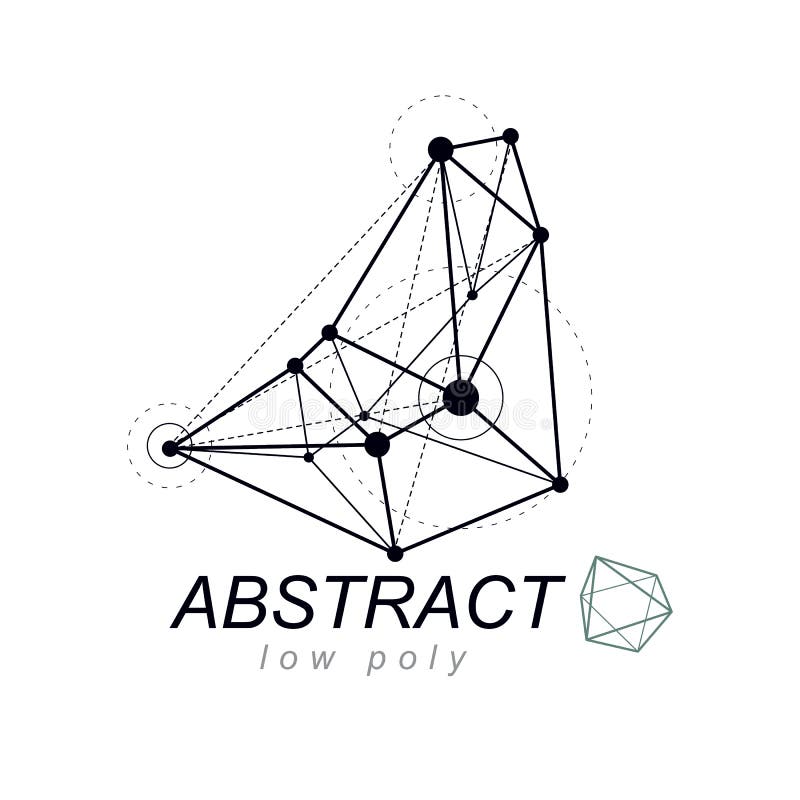 Vector Abstract 3d Mesh Object, Technology Low Poly Template . Stock ...