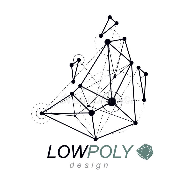 Vector Abstract 3d Mesh Object, Technology Low Poly Template . Stock ...