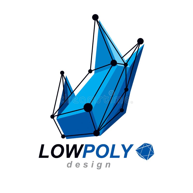 Vector Abstract 3d Mesh Object, Technology Low Poly Template . Stock ...