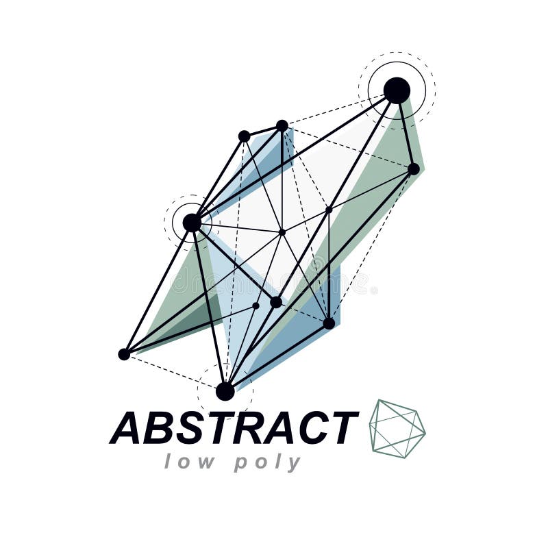 Vector Abstract 3d Mesh Object, Technology Low Poly Template . C Stock ...