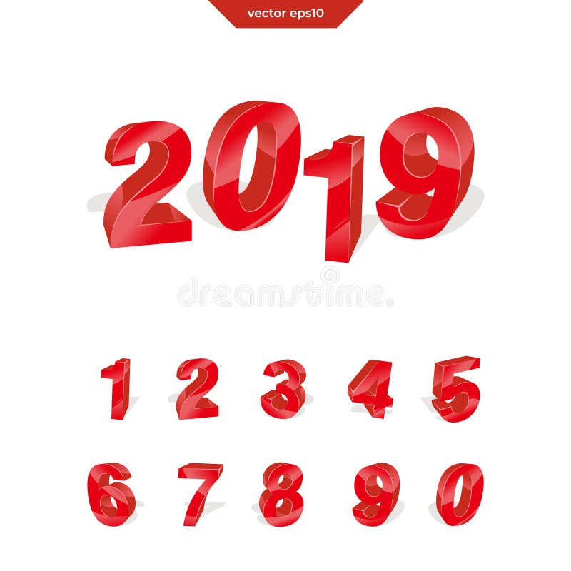 Vector Abstract 3D Red Numbers Stock Vector - Illustration of number ...