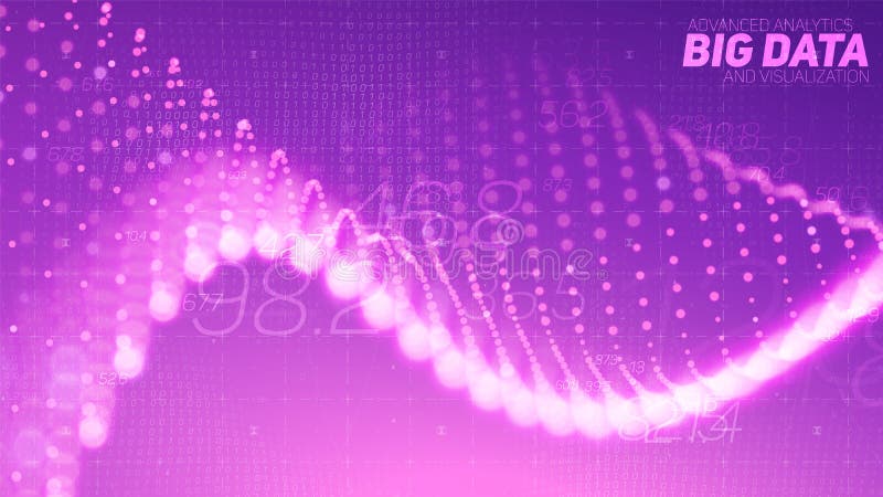 Vector Abstract Data Particle Wave, Points Array, Shallow Depth of ...