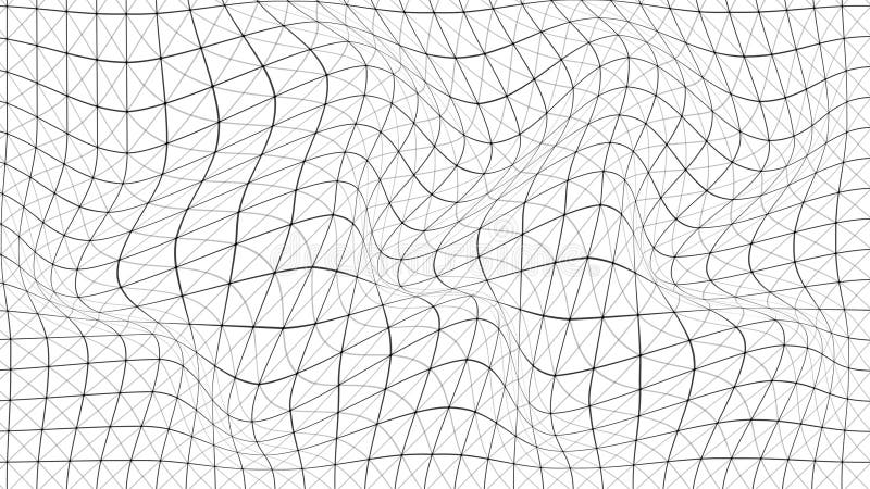 Vector Abstract Distorted Grid. Futuristic Wireframe Wave with Effect ...
