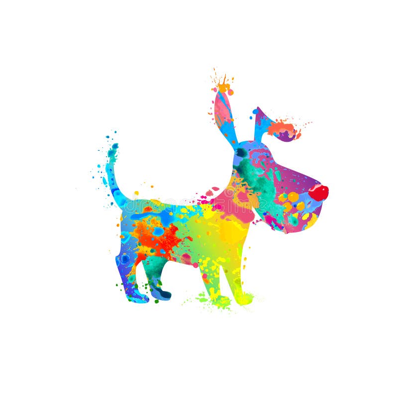 Vector Abstract Dog Splash Paint Icon. Stock Vector - Illustration of ...