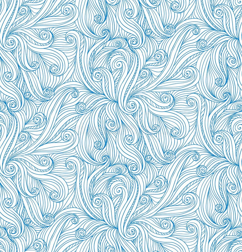Vector Abstract Doodle Curves Seamless Pattern Stock Illustration ...