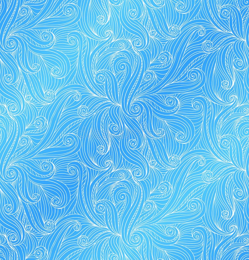 Abstract Blue Seamless Pattern with Floral Stock Vector - Illustration ...