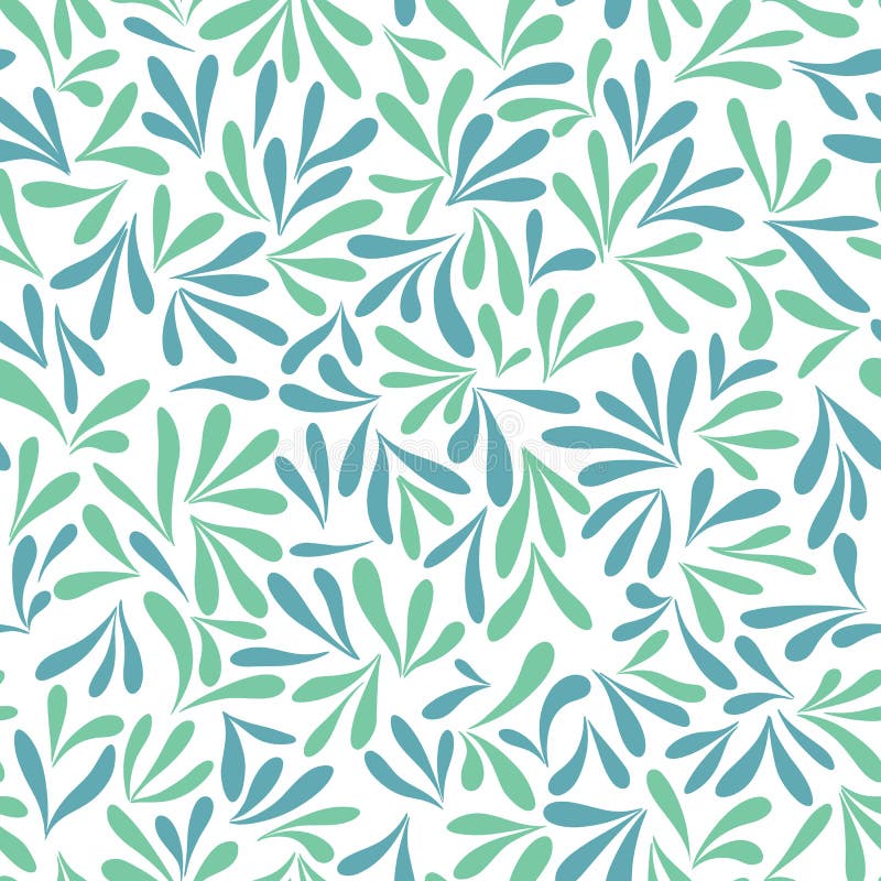 Vector Abstract Doodle Seamless Pattern of Leaves. Hand Drawn Repeat ...