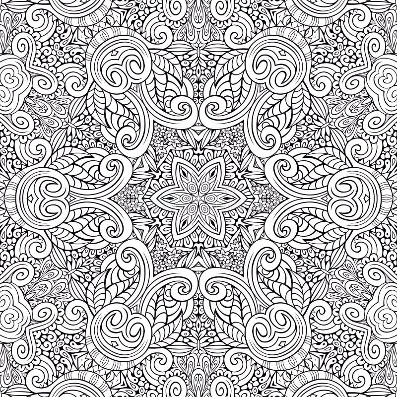Vector Ethnic Hand Drawn Line Art Seamless Pattern Stock Vector ...