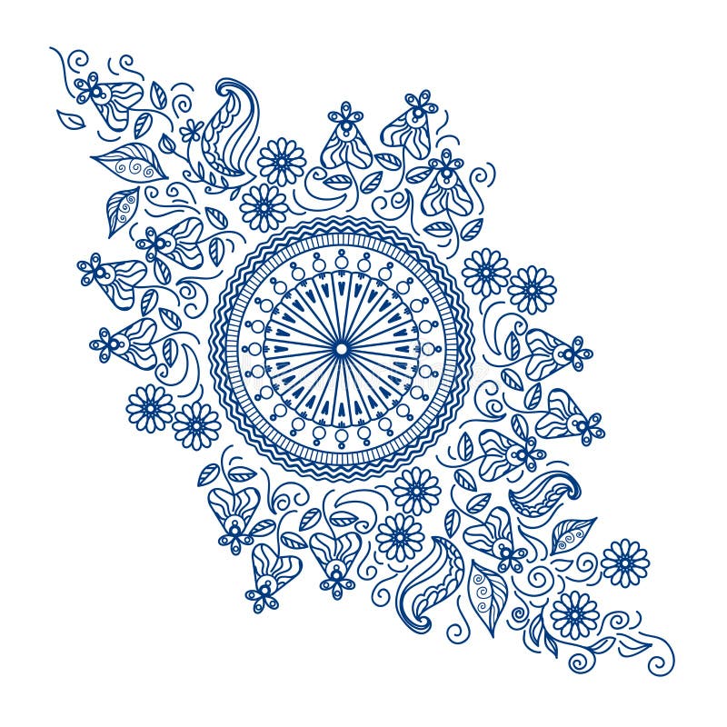 Vector Abstract Floral Blue Ornament Stock Vector - Illustration of ...