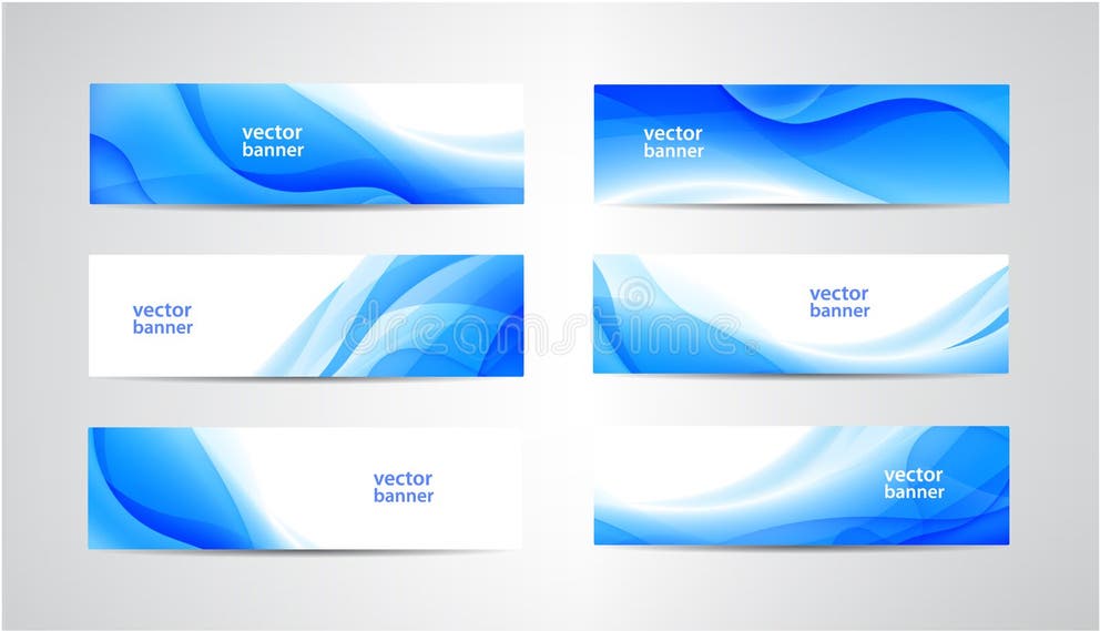 Vector Abstract Flow Wavy Banners Set. Water, Stream, Energy Stream ...