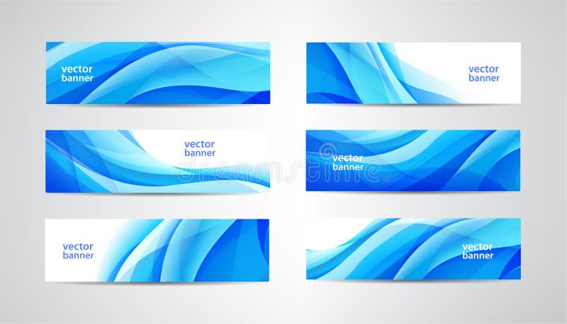Vector Abstract Flow Wavy Banners Set. Water, Stream, Energy Stream ...