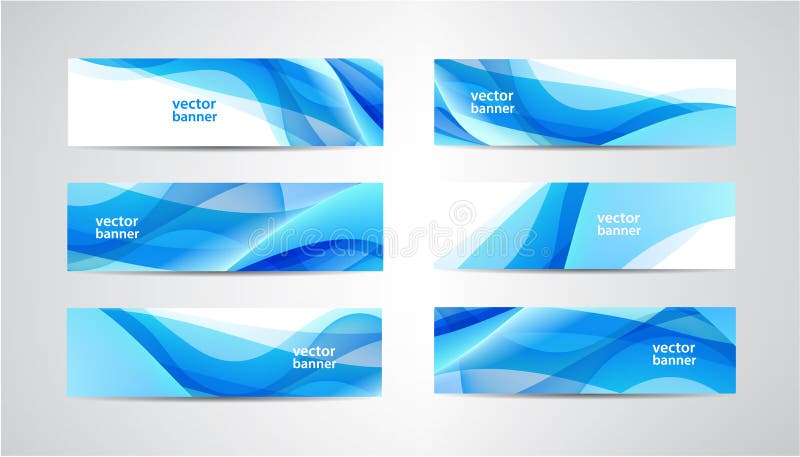 Vector Abstract Flow Wavy Banners Set. Water, Stream, Energy Stream ...