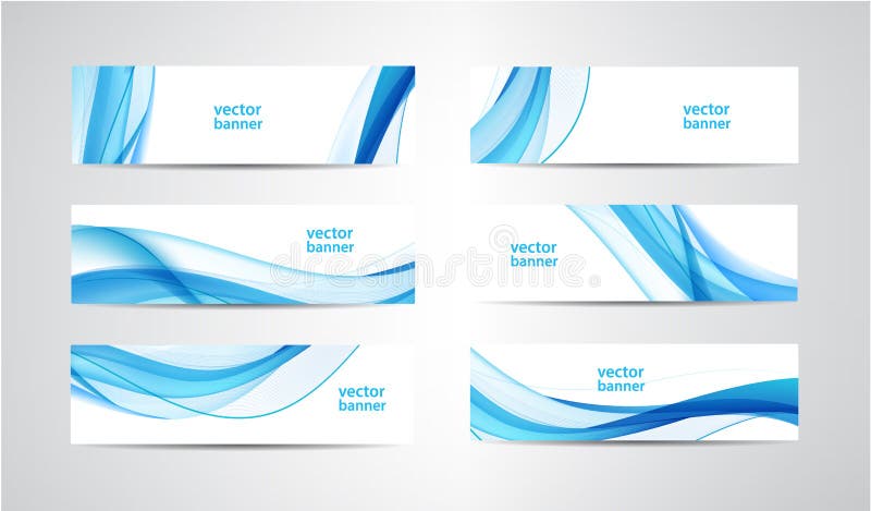 Vector Abstract Flow Wavy Banners Set. Water, Stream, Energy Stream ...
