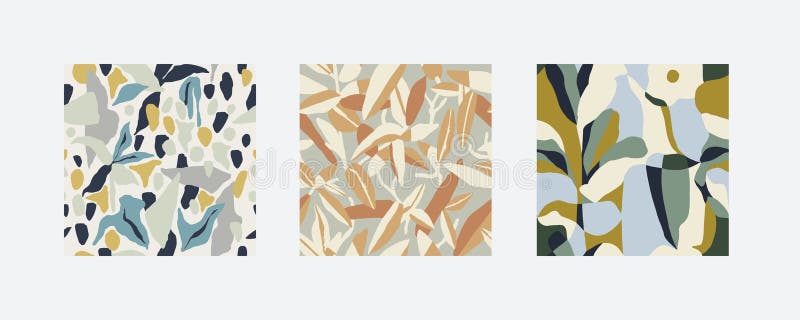 Vector Abstract Flower and Leaf Illustration Seamless Repeat Pattern 3 ...