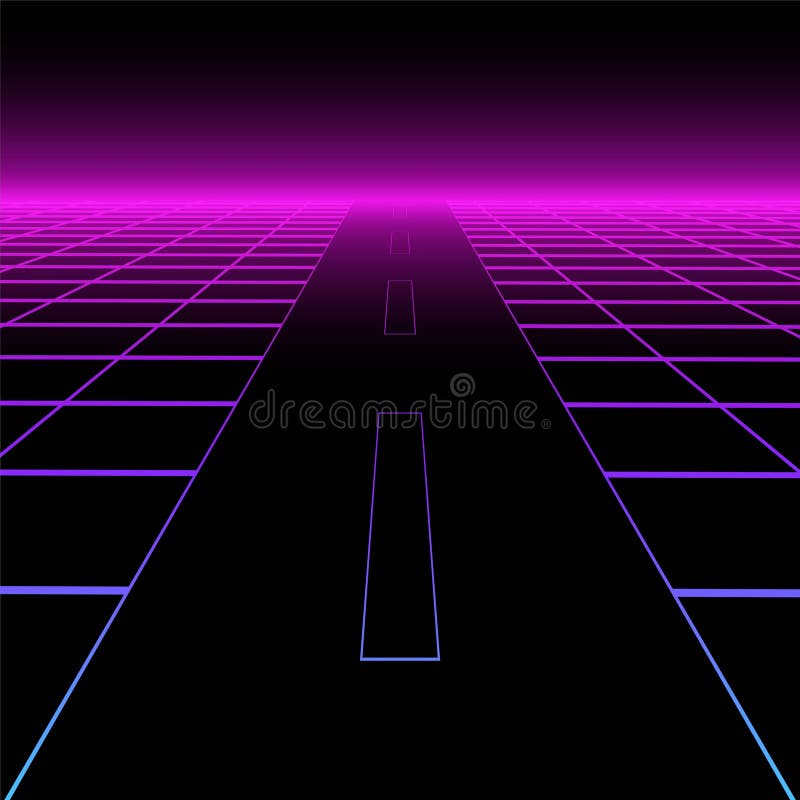 Abstract Retro Neon Grid Background with Perspective View - Stunning ...