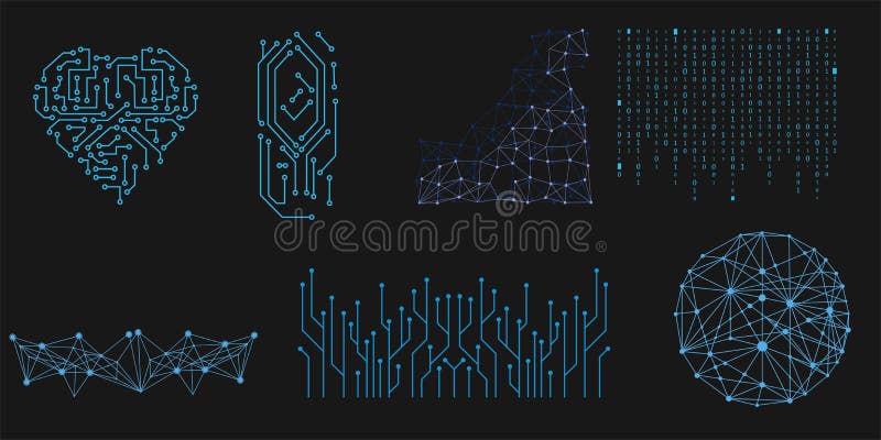 Abstract Technological Shapes Stock Illustration - Illustration of font ...